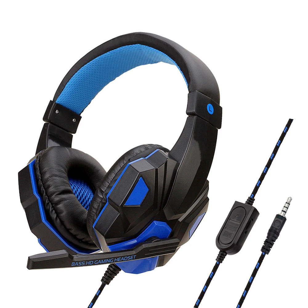3.5mm Wired Gaming Headset PC Bass Stereo Gamer Headphones For PS4 Xbo ...